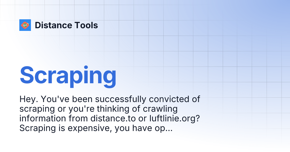 Scraping | Distance Tools